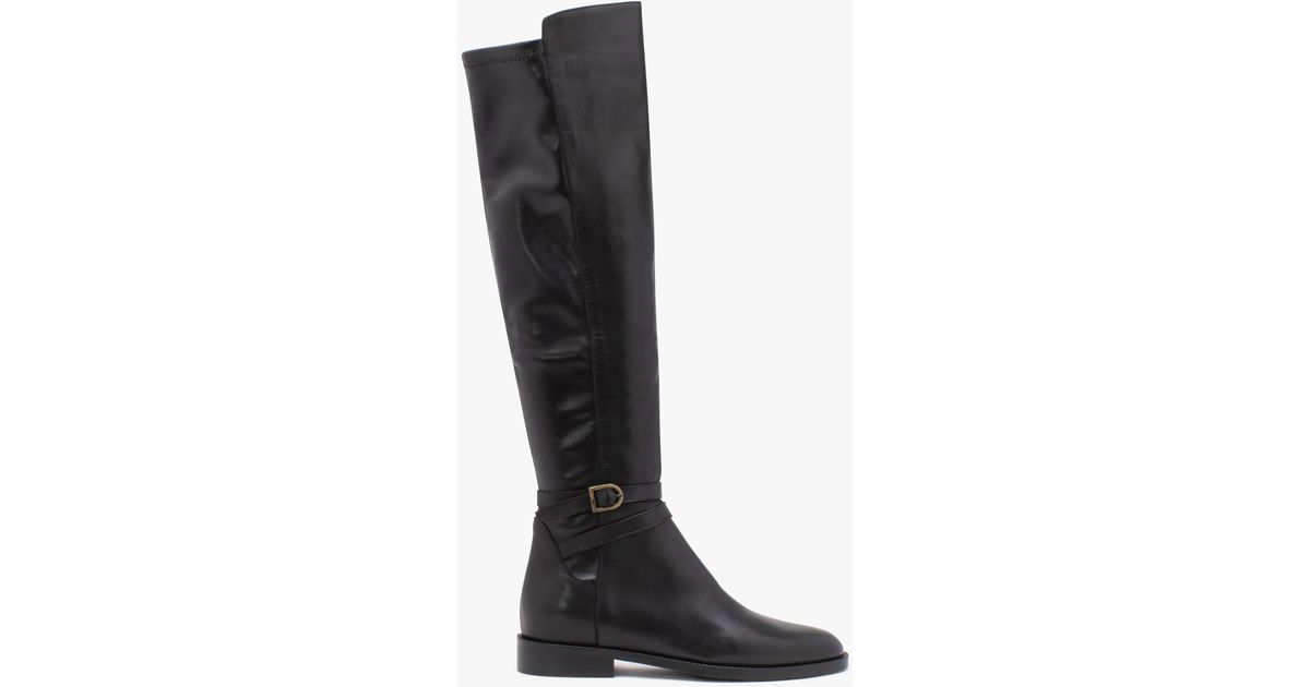 Daniel Laren Black Leather Knee Boots Lyst