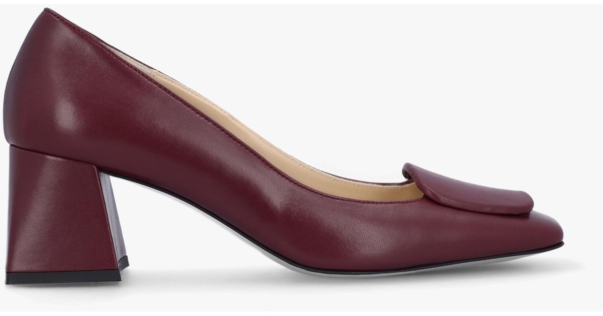 Daniel Nessie Burgundy Leather Block Heel Court Shoes in Purple | Lyst