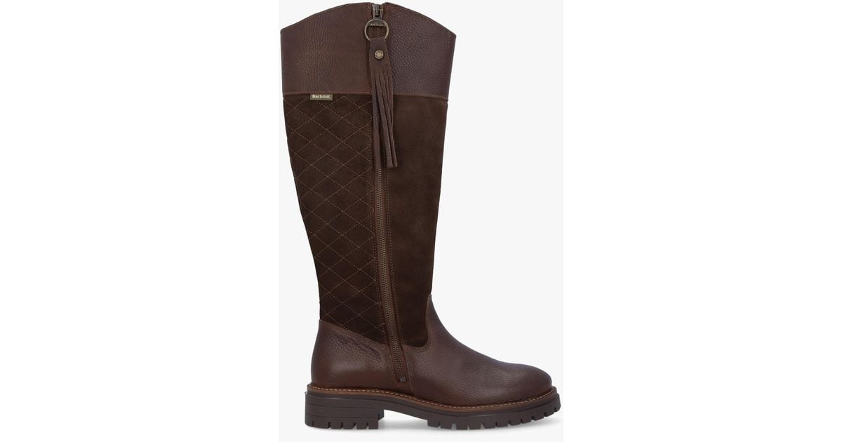 Barbour Ingrid Dark Knee High Boots in Brown | Lyst