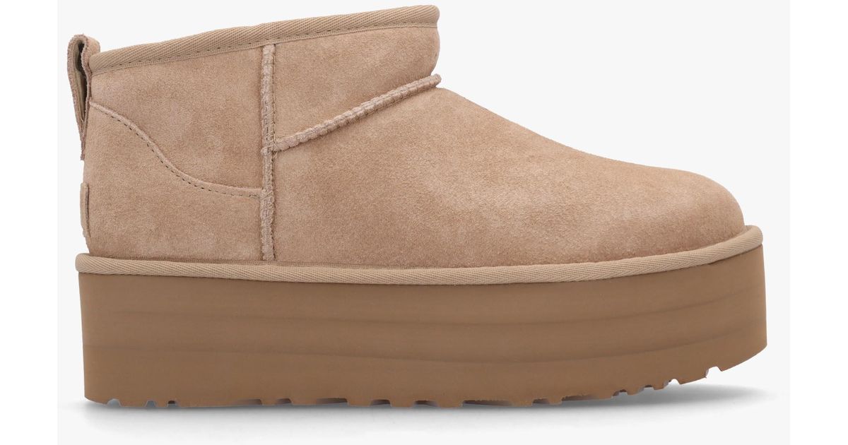 UGG Classic Ultra Mini Sand Platform Boots in Brown | Lyst
