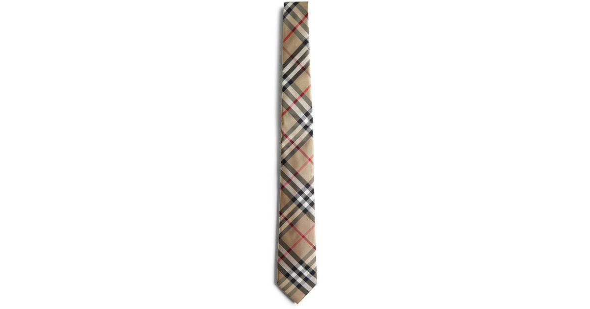 Burberry Check Silk Tie in White for Men | Lyst UK