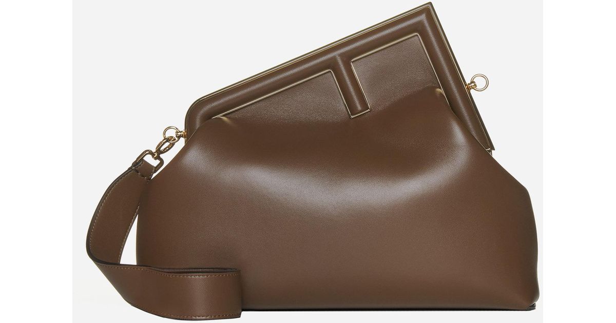 Fendi First Medium Leather Shoulder Bag in Brown | Lyst