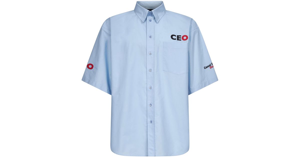 Balenciaga Ceo Uniform Logo Oversize Shirt in Blue for Men | Lyst