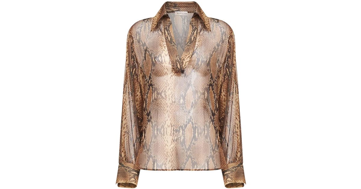 Blanca Vita Python Print Georgette Bomia Blouse in Natural | Lyst UK