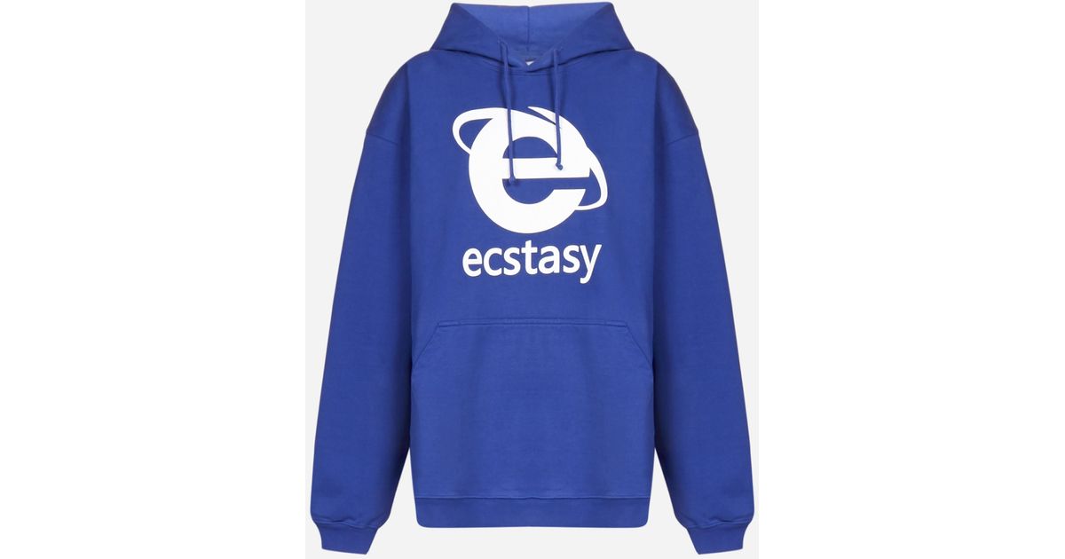 Vetements Ecstasy Oversized Cotton Hoodie in Blue - Lyst