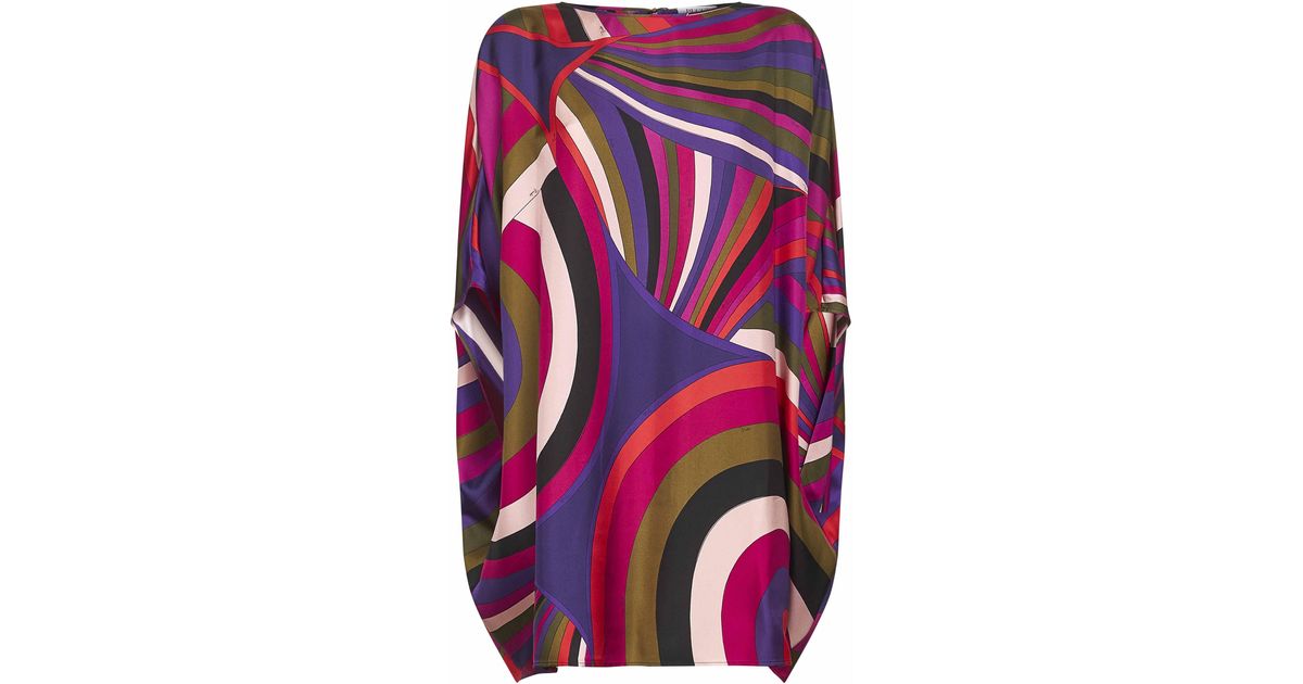 PUCCI Iride Print Silk Short Caftan in White | Lyst UK