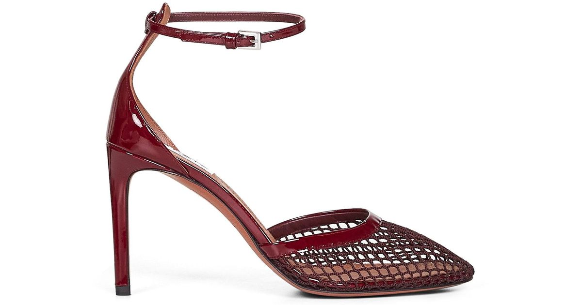 Alaïa Alaã¯A Burgundy Mesh Heeled Pumps | Lyst