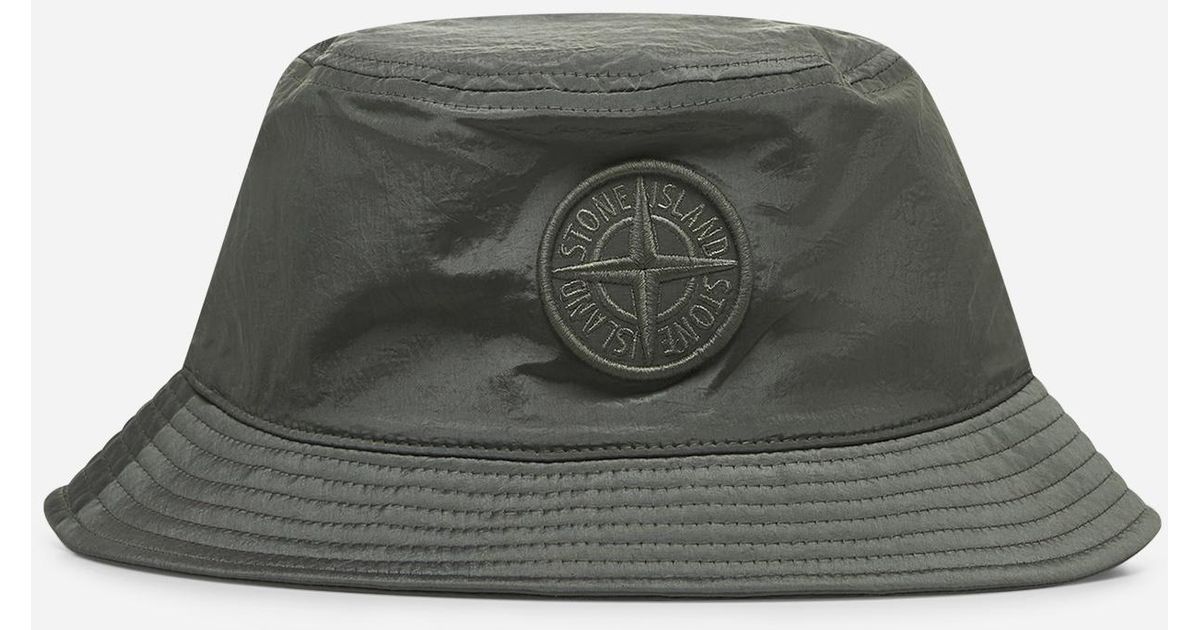 Stone Island Green Nylon Metal Bucket Hat for Men | Lyst