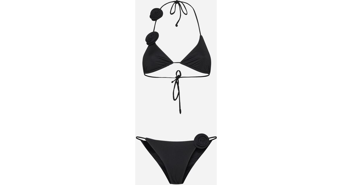 Larevêche Ashar 3d Roses Bikini In White Lyst