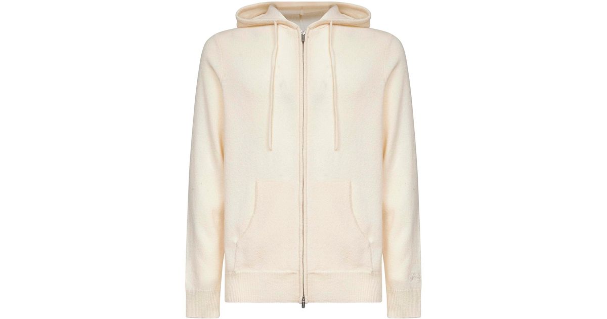 Mc2 Saint Barth Ivory Lambswool Notting Zip-Up Hoodie in White for Men ...