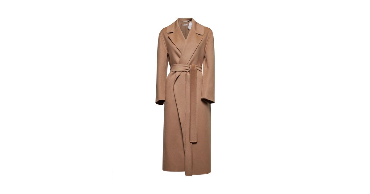 Max Mara Wool Livia Wrap Coat in Natural | Lyst