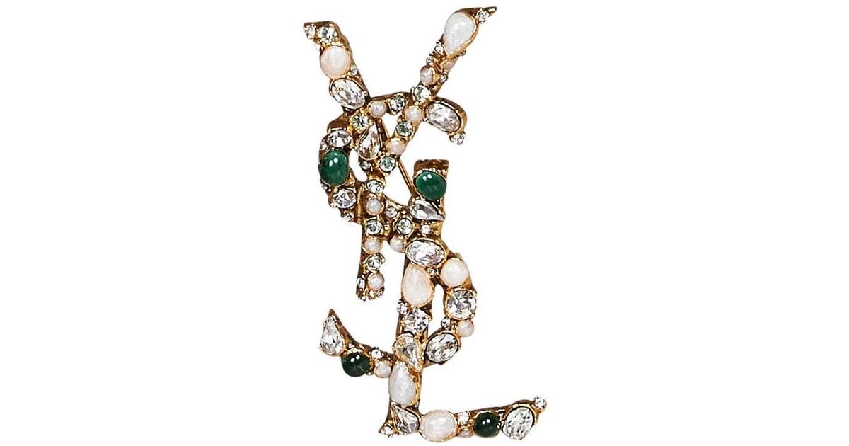 Saint Laurent Brooch Cassandre in White | Lyst UK