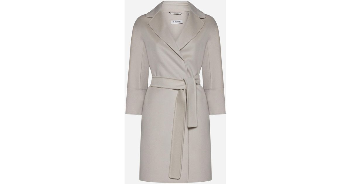 Max Mara Arona Belted Wool Coat in Gray | Lyst
