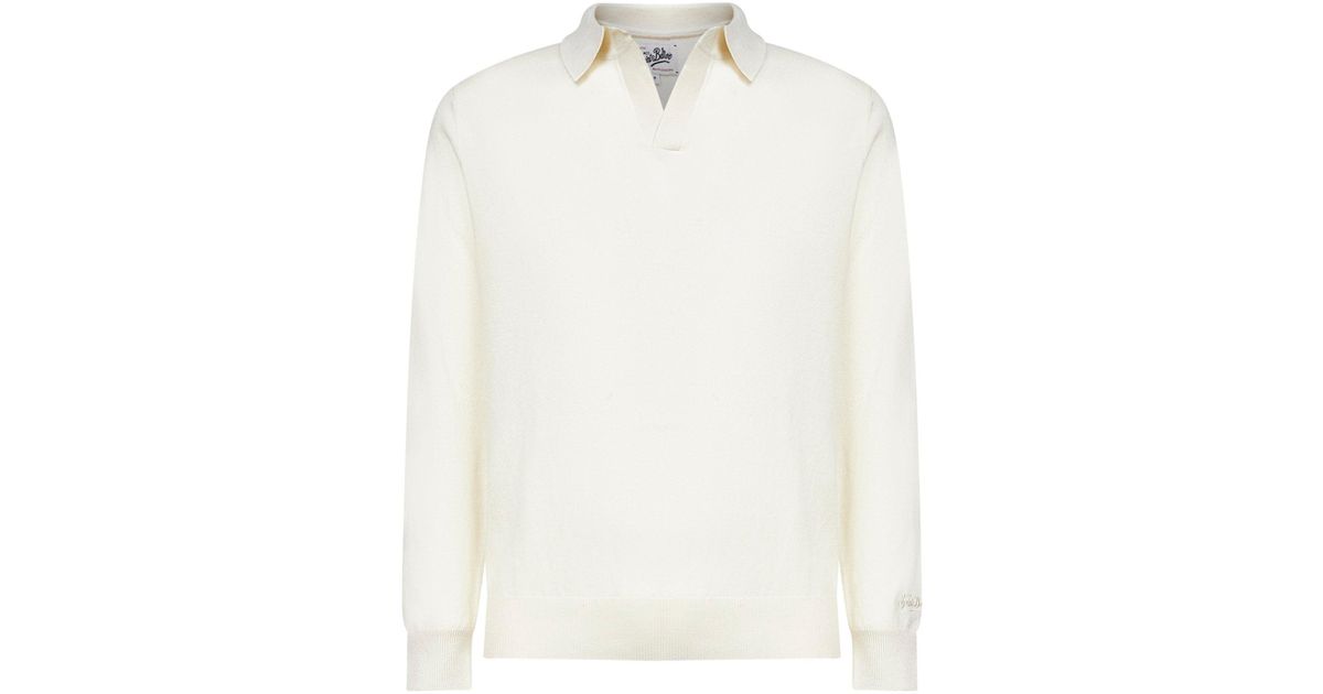Mc2 Saint Barth Ivory Wool And Cashmere Knit Covent Polo Shirt in White ...