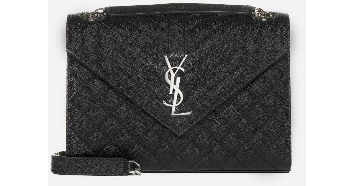 Saint Laurent Envelope Quilted Leather Medium Bag in Black | Lyst UK
