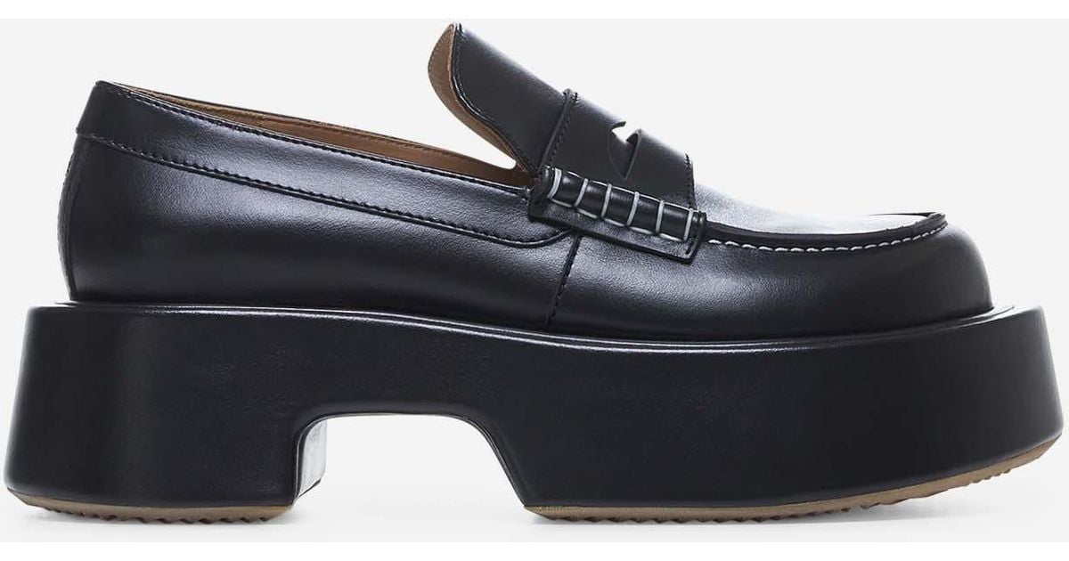 JW Anderson Black Leather Platform Loafers in Blue | Lyst