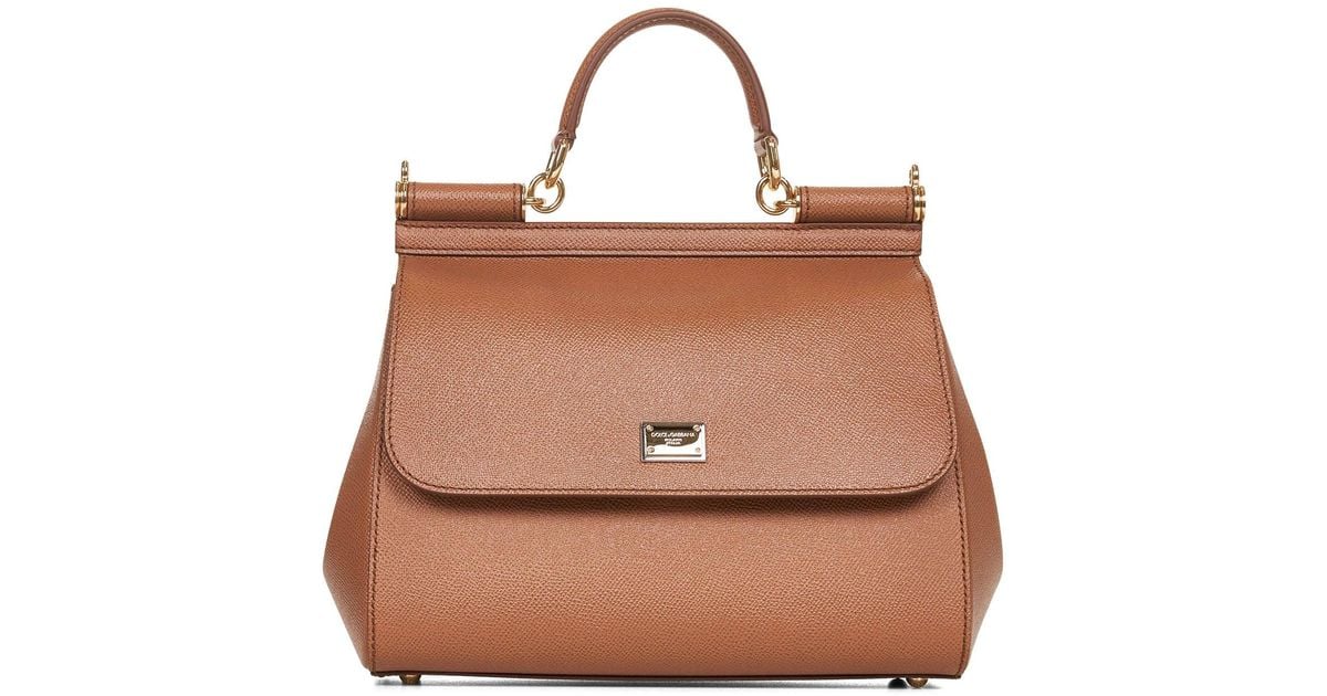 Dolce & Gabbana Camel Large Sicily Handbag in Metallic | Lyst UK