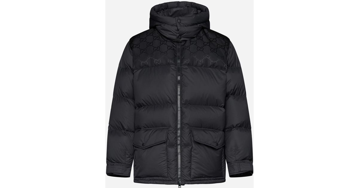 Gucci GG Motif Quilted Nylon Down Jacket in Black for Men | Lyst