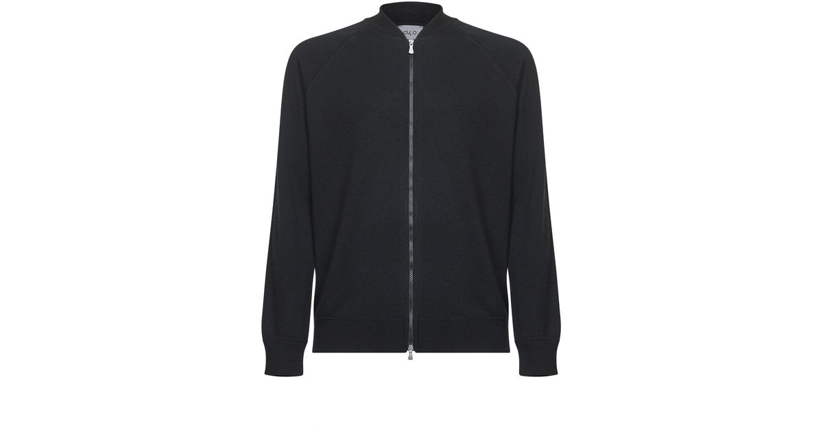 D 40 Virgin Wool Knit Bomber-Style Cardigan in Blue for Men | Lyst UK