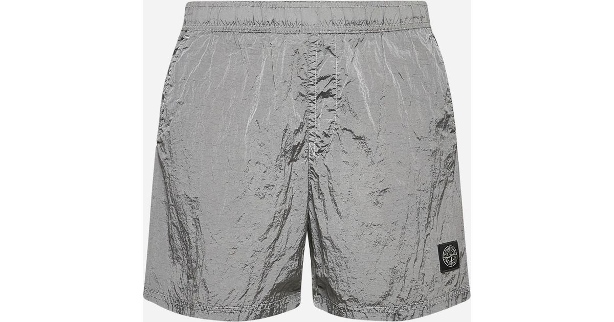 Stone Island Grey Nylon Metal Swim Trunks in Gray for Men | Lyst