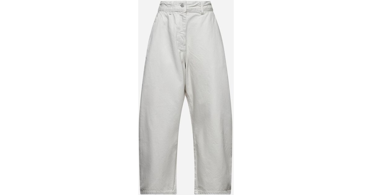 Studio Nicholson Grey Denim Wide And Cropped Chalco Jeans in White | Lyst