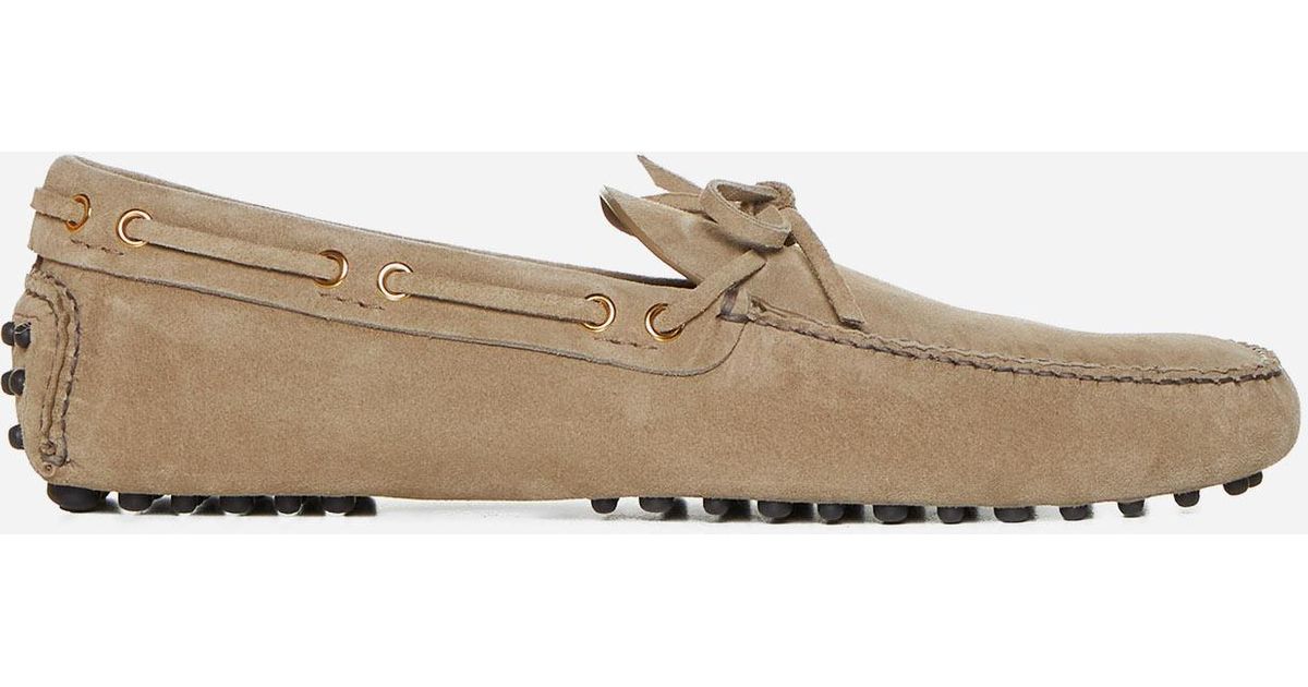 Car Shoe Suede Boat Loafers in White for Men | Lyst