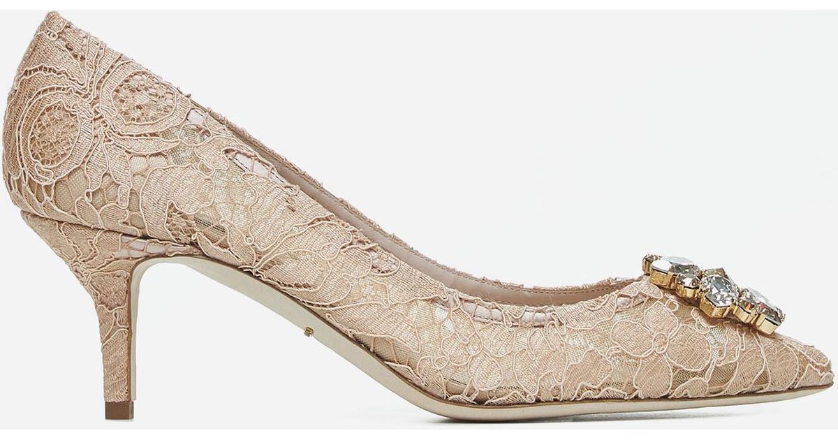Dolce & Gabbana Pink Lace Rainbow Pumps in Natural | Lyst