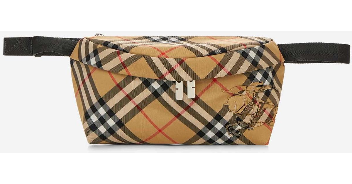 Burberry Beige Check Belt Bag for Men | Lyst