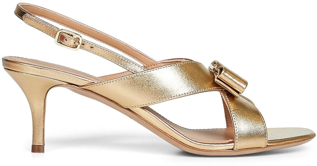 Ferragamo Laminated Nappa Leather Rima Vara Bow Sandals in Natural ...