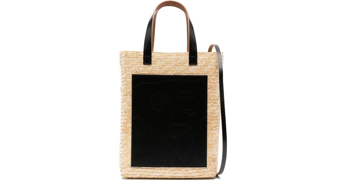 Plan C Pili E Bianca Florentine Straw Bag in Black | Lyst