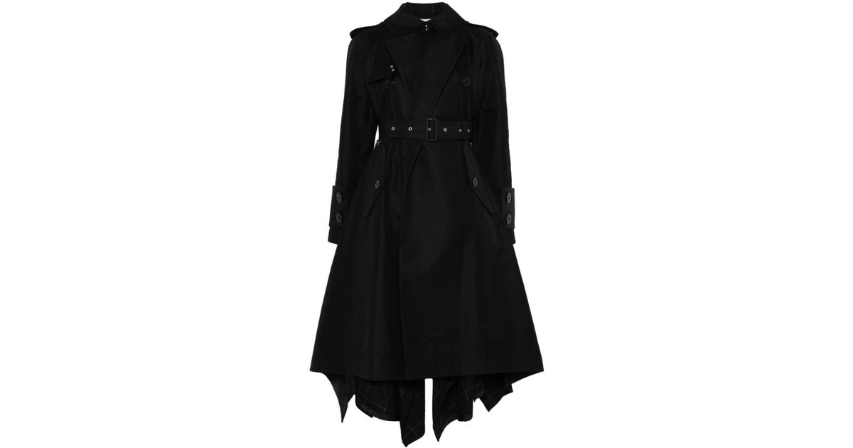 Sacai Gabardine X Windowpane Coat in Black | Lyst