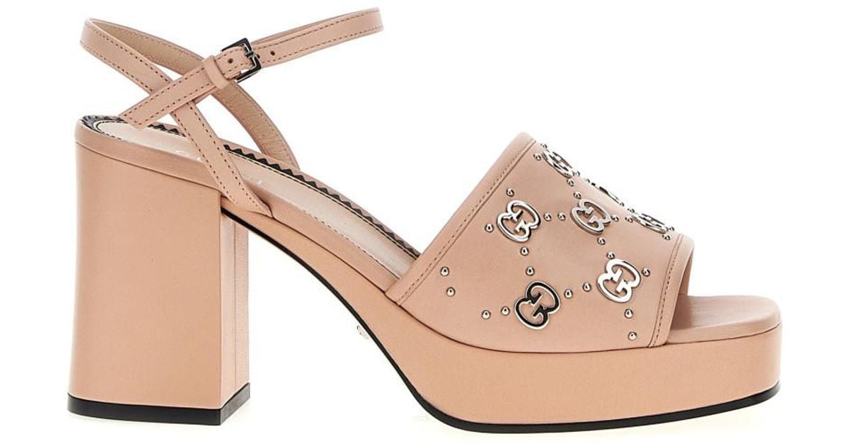 Gucci Logo Heels in Pink | Lyst