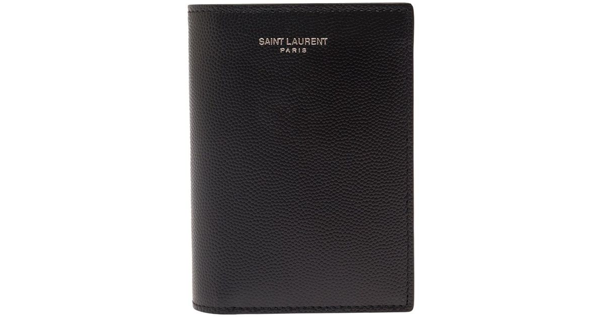 Saint Laurent Card-Holder With Embossed Logo in Black for Men | Lyst