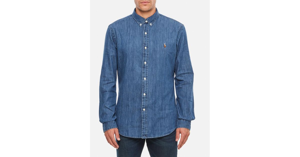 Polo Ralph Lauren Denim Logo Shirt in Blue for Men | Lyst