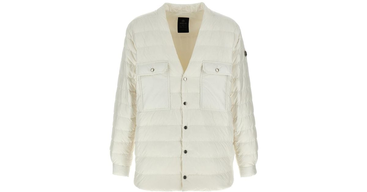 Moncler V Neck Jacket in White for Men | Lyst