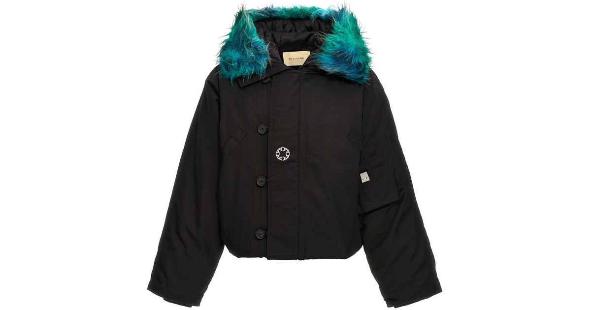 1017 ALYX 9SM 'Nylon Logo Parka With Print' Down Jacket in Black for Men | Lyst