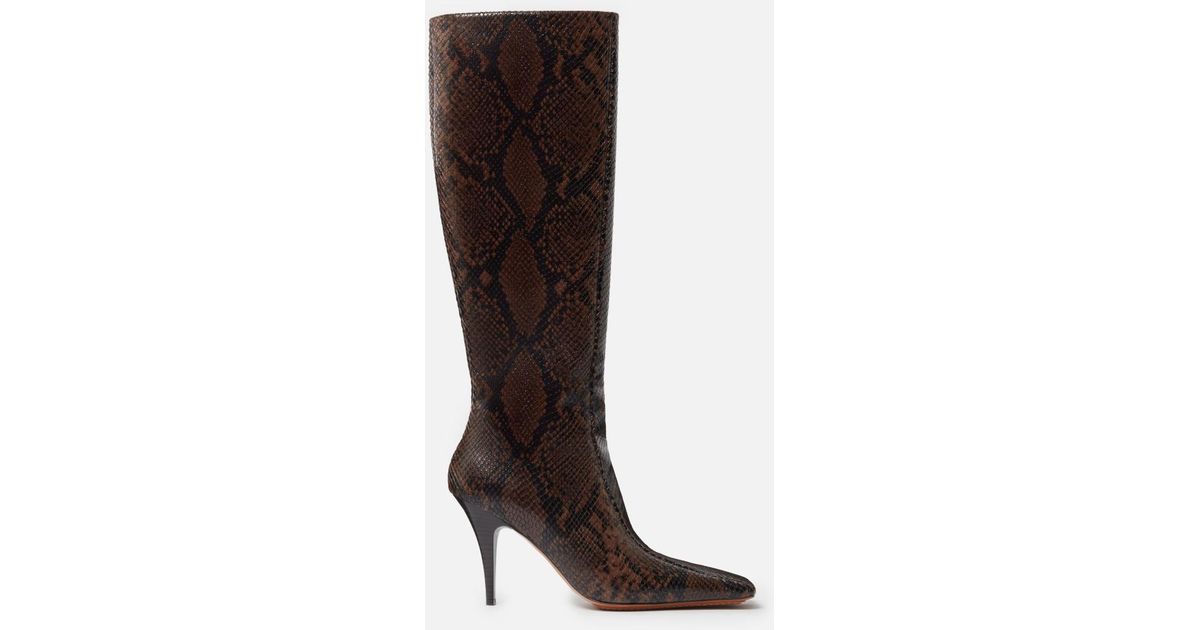 Stella McCartney Knee-High Snake-Effect Boots With Stiletto Heel And ...