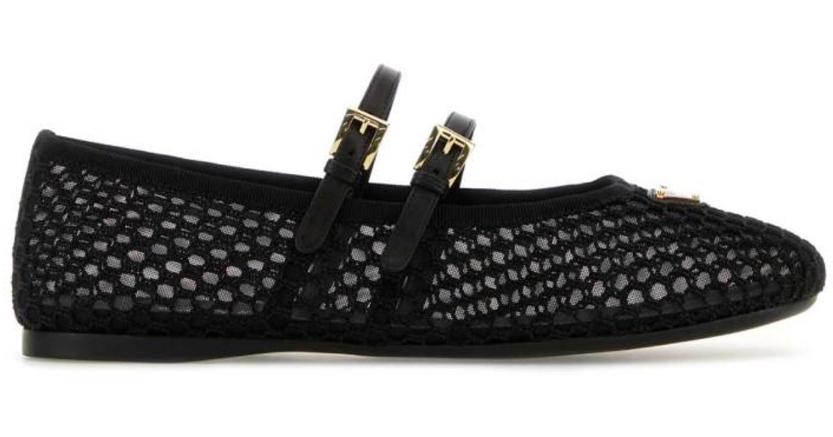 Prada Mesh Ballerinas in Black | Lyst