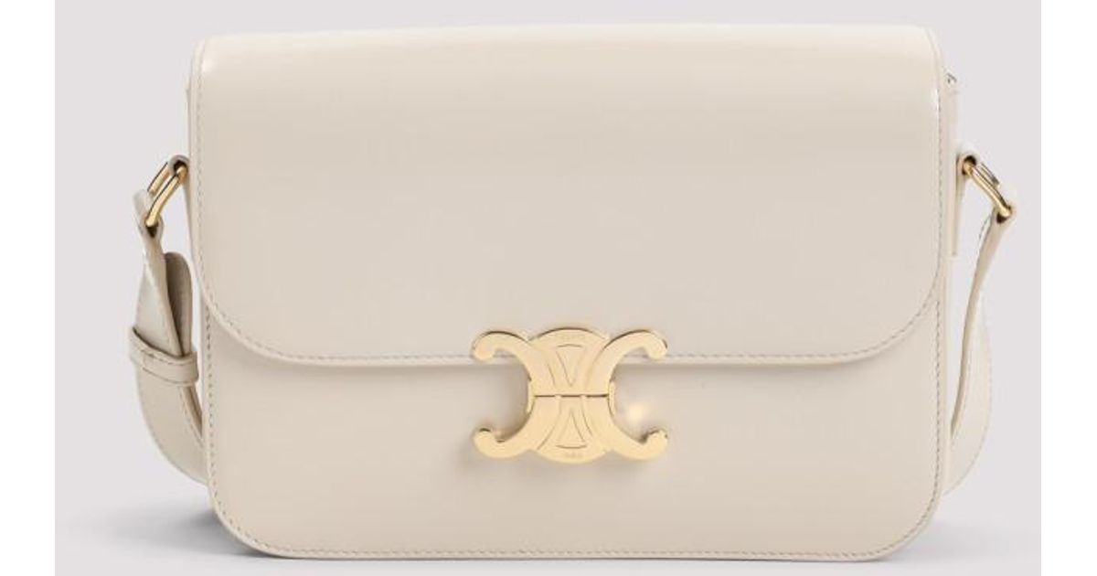 Celine Classique Triomphe Crossbody Bag in Natural | Lyst