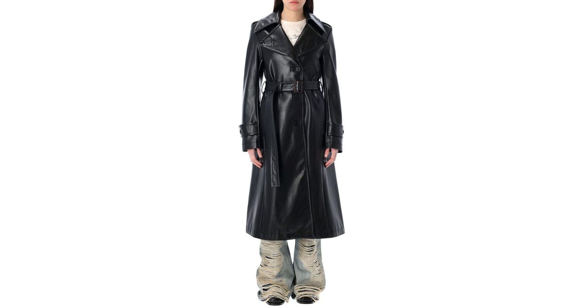 Acne Studios Eco Leather Trench Coat in Black | Lyst