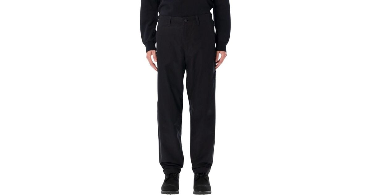 Stone Island Ghost Weatherproof Cotton Canvas Chino Trousers in Black ...