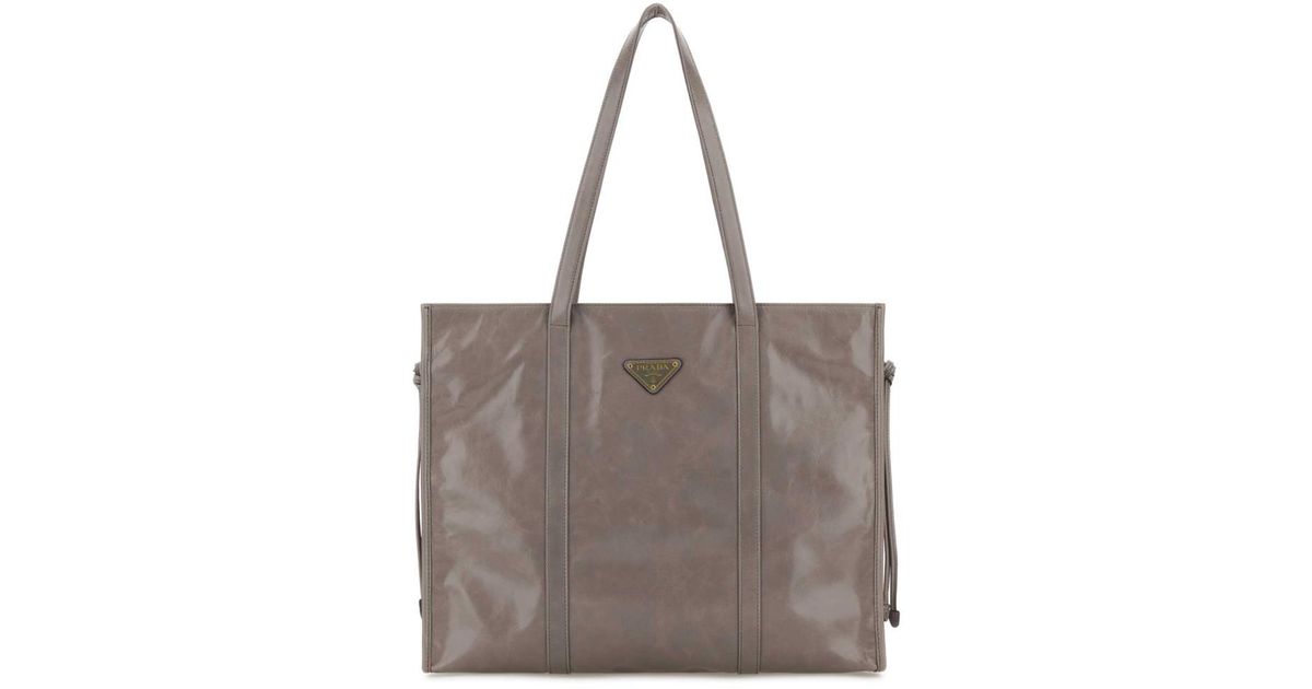 Prada Leather Large Tote Bag in Brown | Lyst