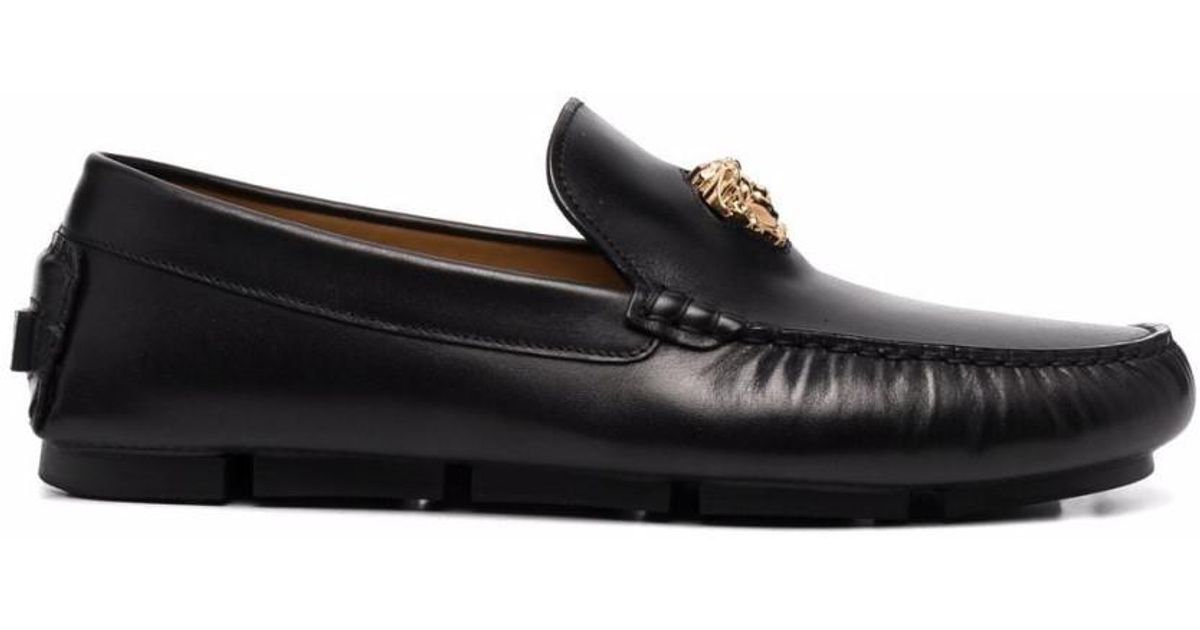 Versace 'la Medusa' Leather Loafers in Black for Men | Lyst