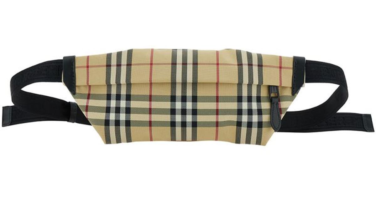 Burberry Polyamide Stevie Checked Belt Bag in White for Men | Lyst