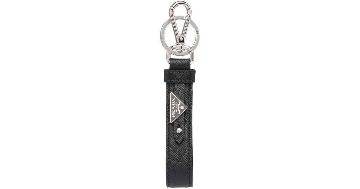 Prada Triangle-Logo Key Holder in White for Men | Lyst