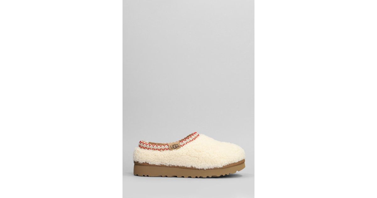 UGG Tasman Maxi Curly Slipper-mule In White Wool | Lyst