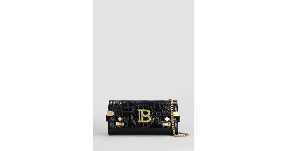 Balmain B Buzz Pouch 23 Shoulder Bag In Black Leather | Lyst