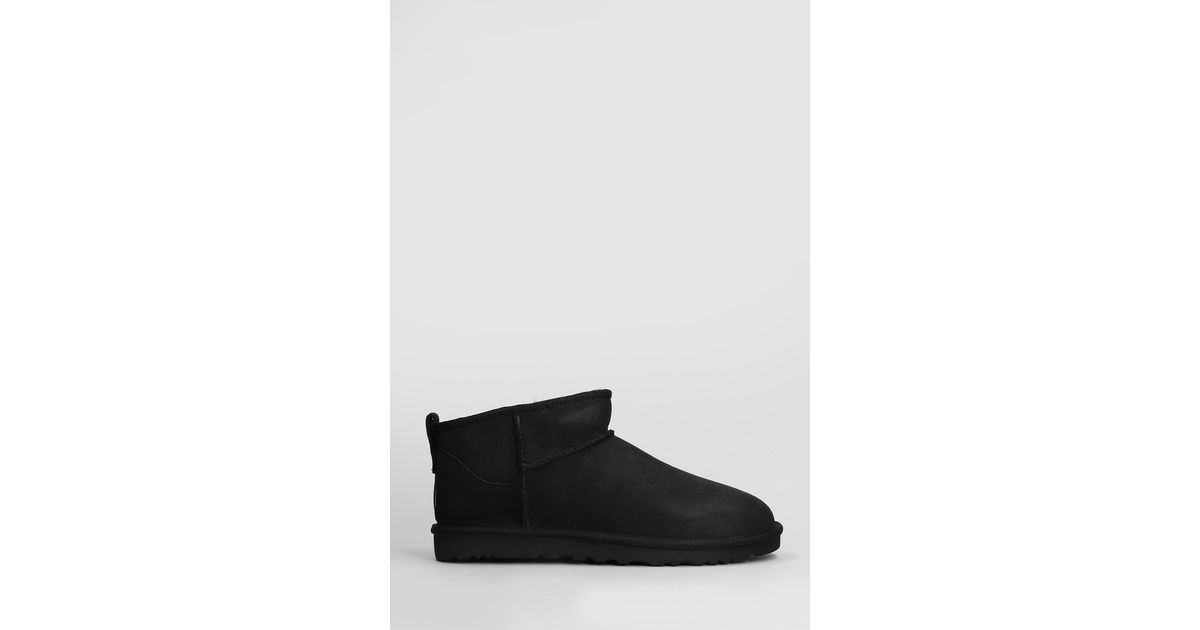 UGG Classic Ultra Mini Low Heels Ankle Boots In Black Suede for Men | Lyst