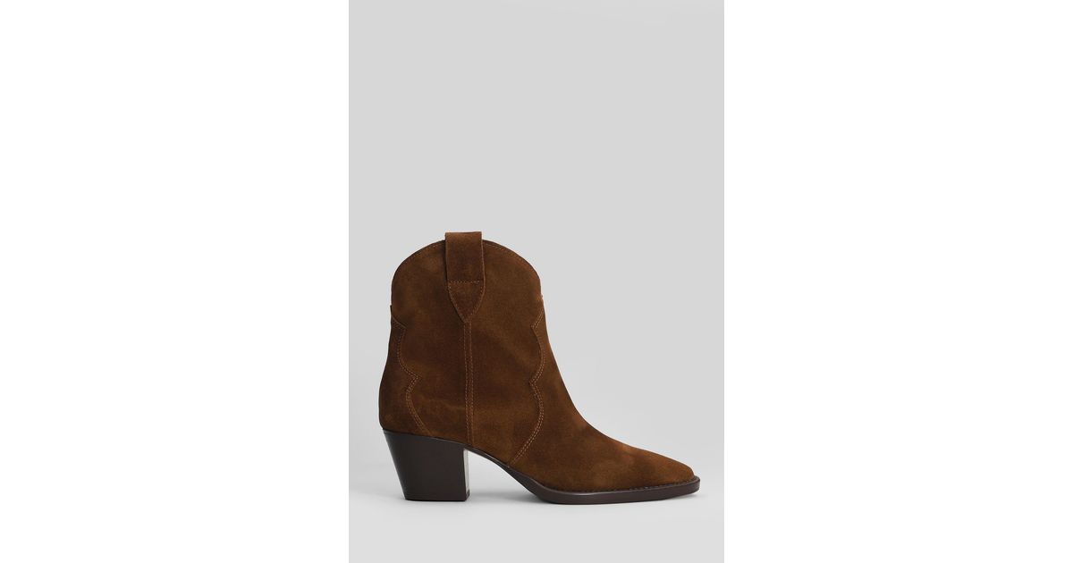 Anna F. Texan Ankle Boots In Leather Color Suede in Brown | Lyst