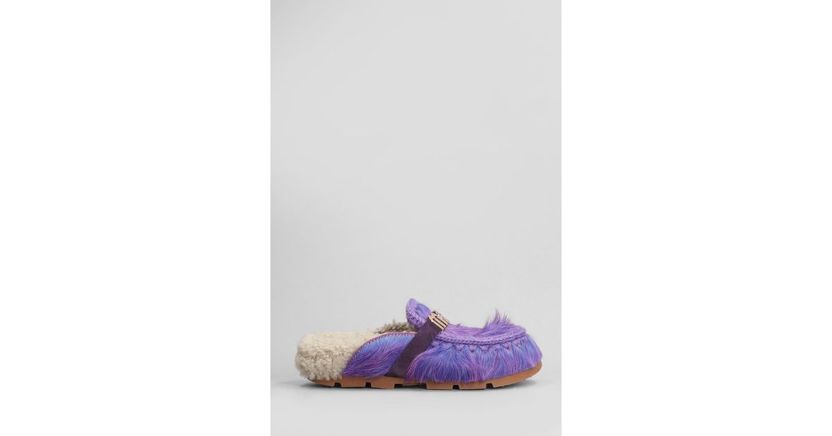 Mou Long Hair Pony Slipper-mule In Viola Pony Skin in Purple | Lyst